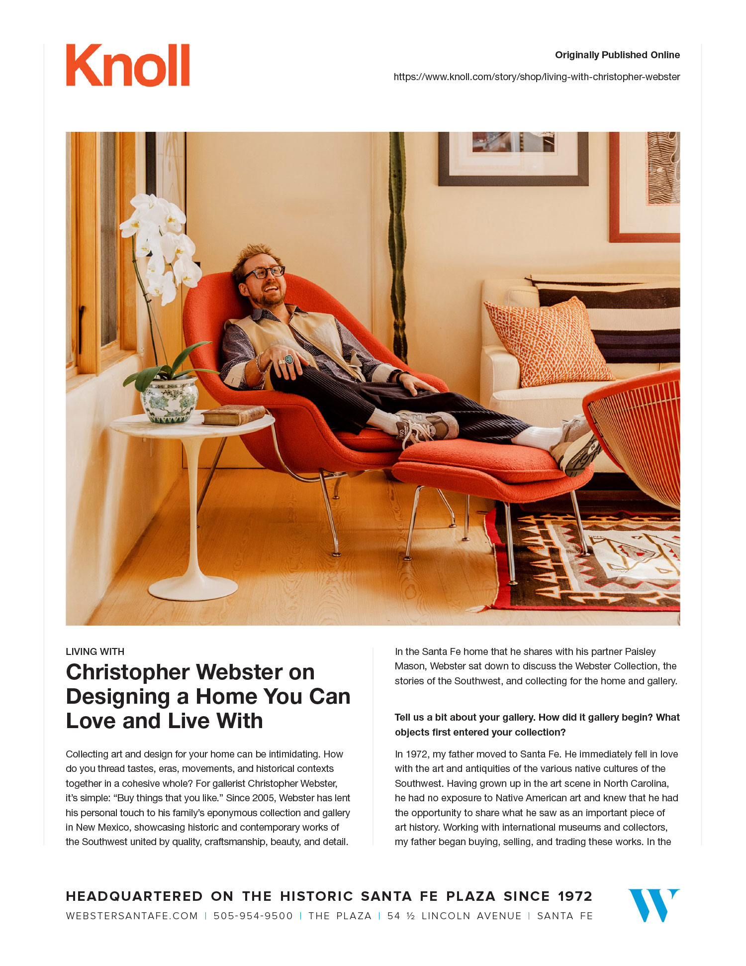 Living With: Christopher Webster – Knoll - Webster Collection